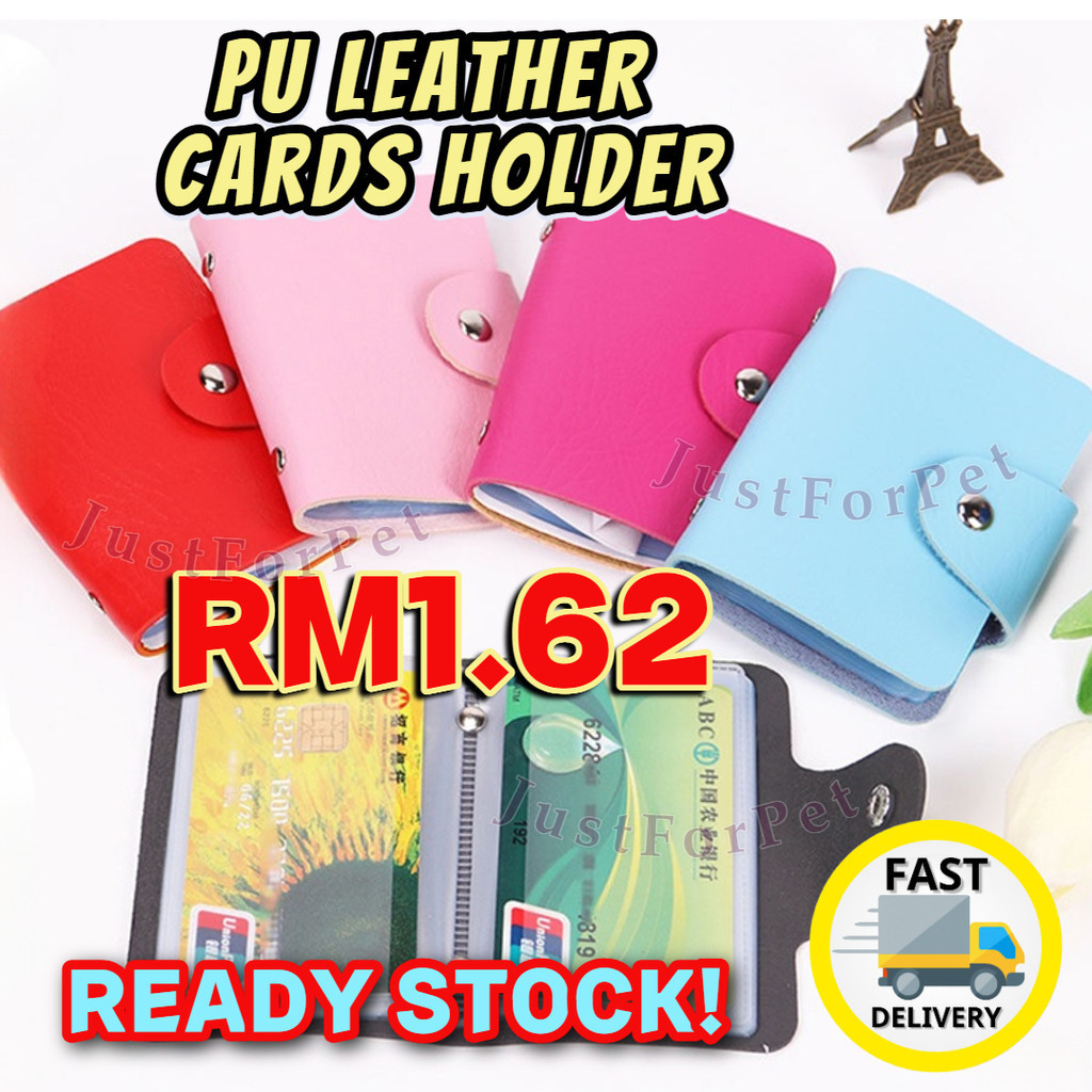 𝐑𝐄𝐀𝐃𝐘 𝐒𝐓𝐎𝐂𝐊 𝟮𝟰 𝗦𝗟𝗢𝗧𝗦 PU Leather Cards Holder Case Credit Debit Card IC ...