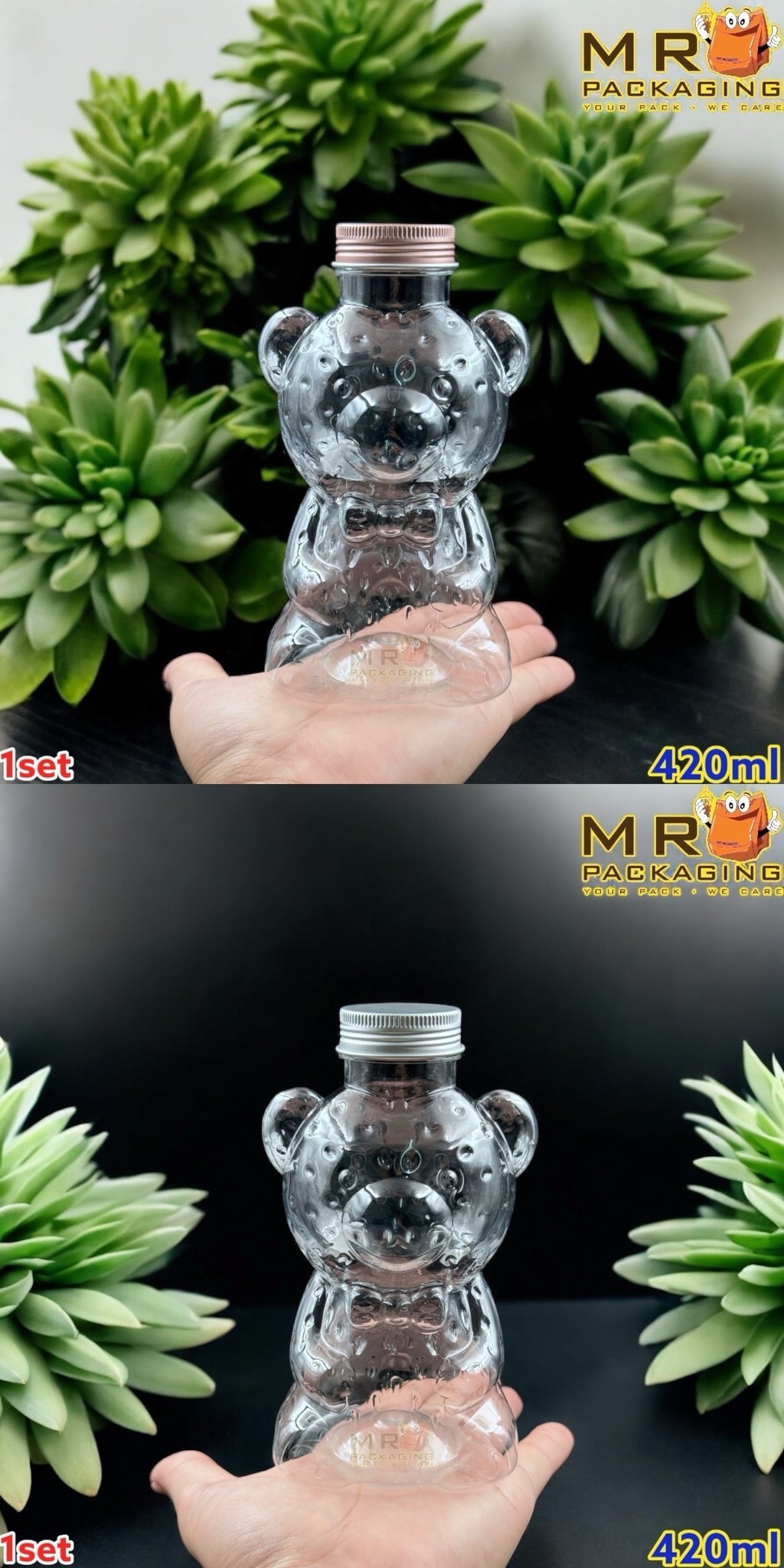 420ml 500ml Bearbrick Bear Bottle Plastic & Aluminium Cover [ 1set ] Viral Brick Botol Plastik ...