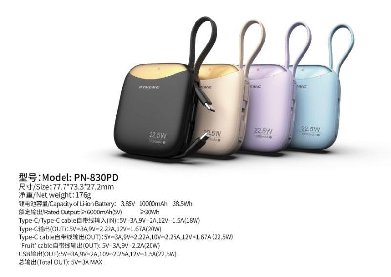 NEW Model Pineng PN830PD Smallest Powerbank (10000mAh) typec input ...