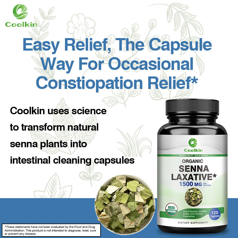 Coolkin Organic Senna Capsules, 1500 mg, for cleansing the intestines ...