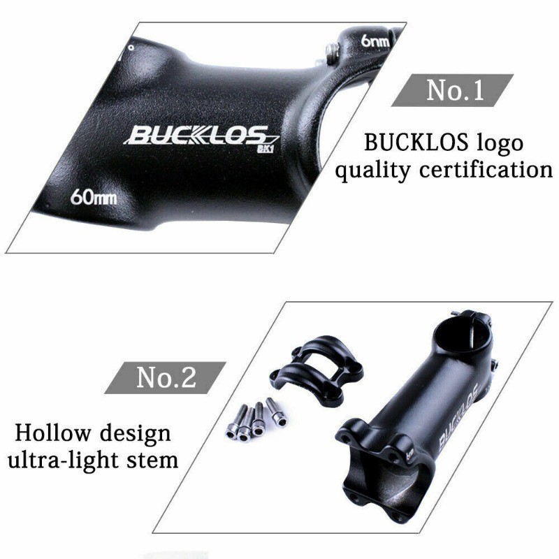 BUCKLOS ±7/17/22 Degree Bike Stem MTB Handle Bar Stem Aluminum Alloy 60 ...
