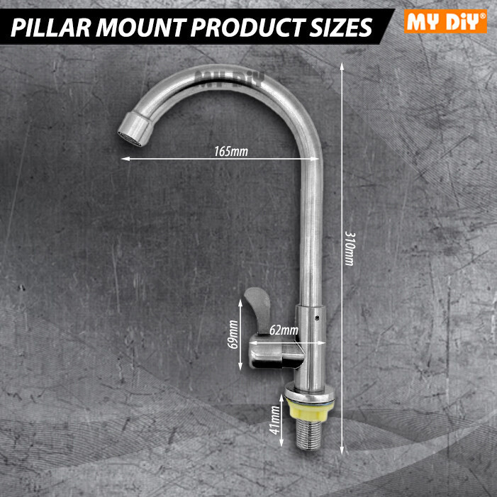 MYDIYHOMEDEPOT - STAINLESS STEEL PIPE KITCHEN TAP FAUCET PILLAR SINK ...