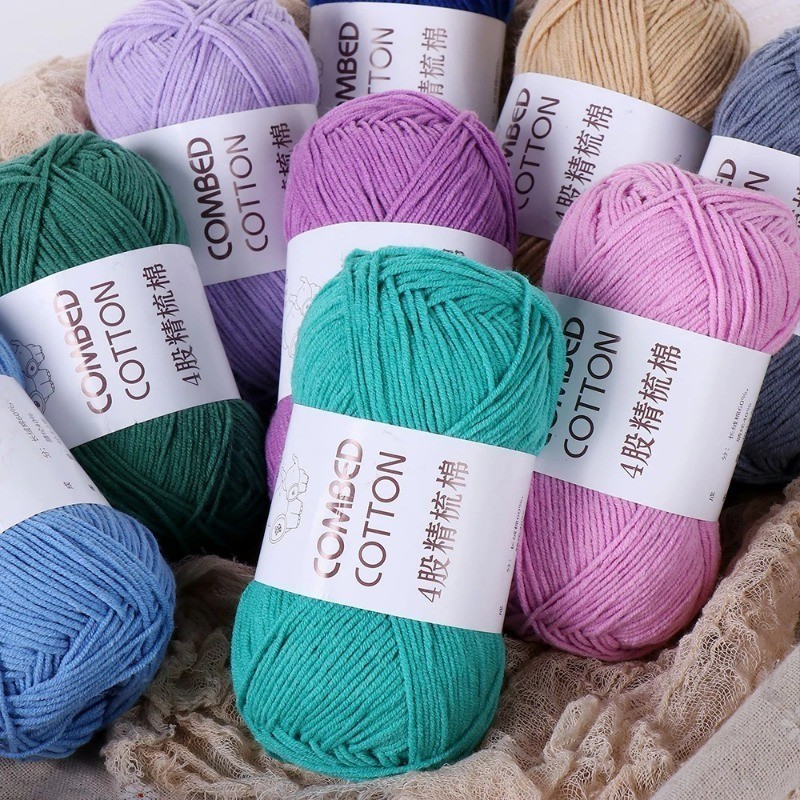 40g/roll 4 Strands Milk Cotton Wool Hand-Woven DIY Doll Scarf Woven ...