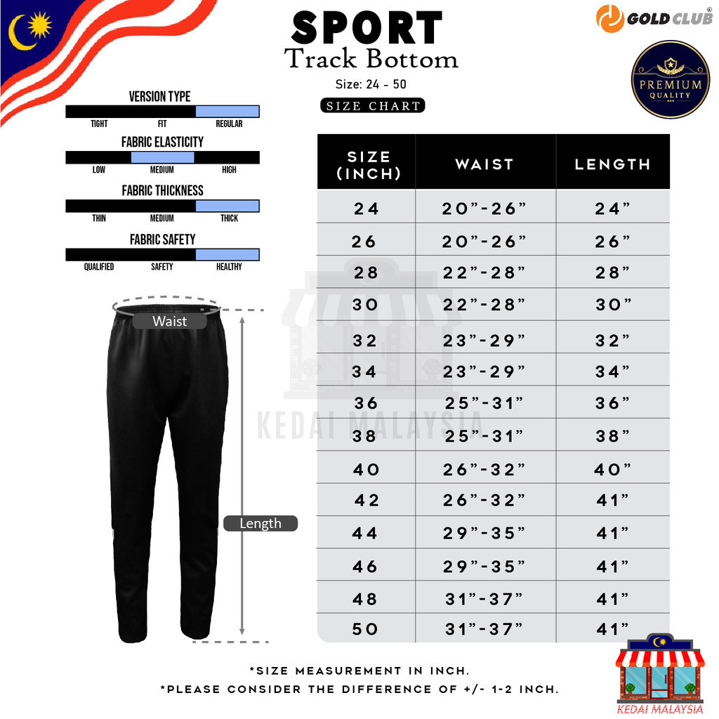 𝐆𝐎𝐋𝐃 𝐂𝐋𝐔𝐁 Track Bottom Slim Fit Budak & Dewasa/ Tracksuit Kids & Adults ...