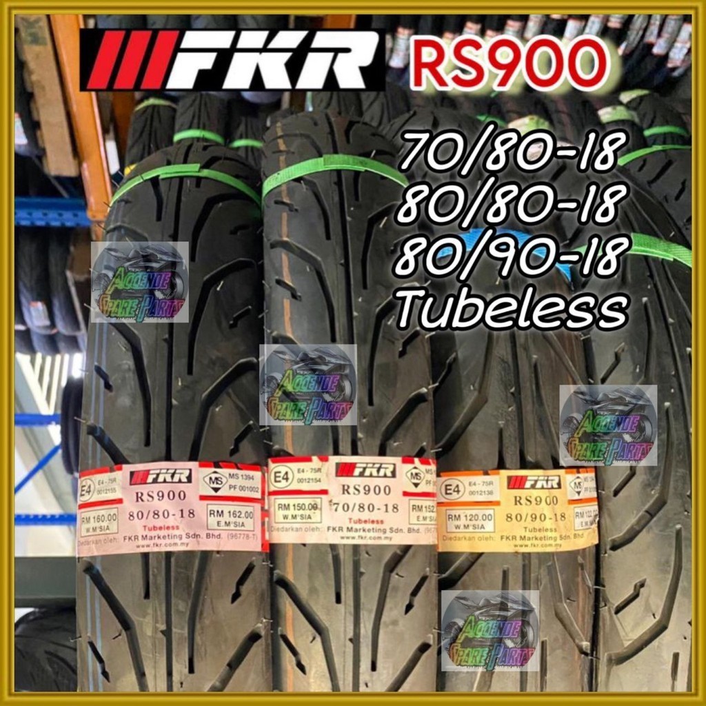 70/80-18 80/80-18 80/90-18 FKR RS900 Tubeless Tyre Tayar TL | Shopee ...