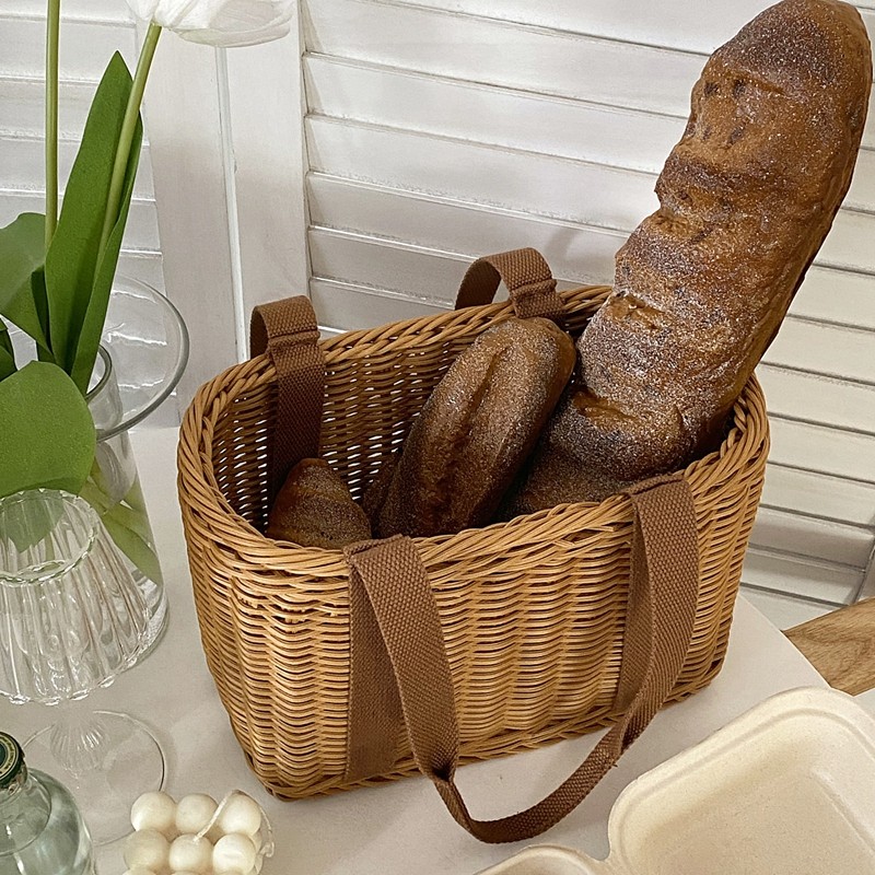 Sundries Basket with Handle Handmade Rattan Picnic Basket ...