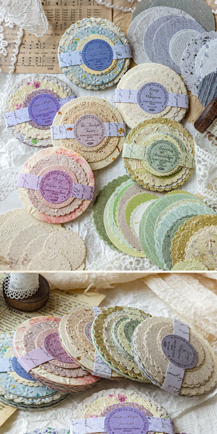 QOUZMO 50pcs/pack Vintage junk journaling collage round material paper ...