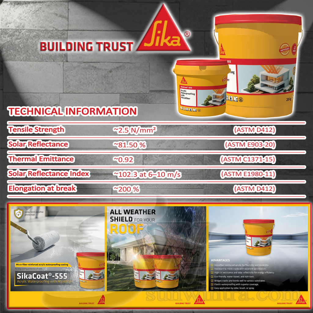 Sika SikaCoat®-555 5KG / 20KG Micro-fiber reinforced acrylic ...