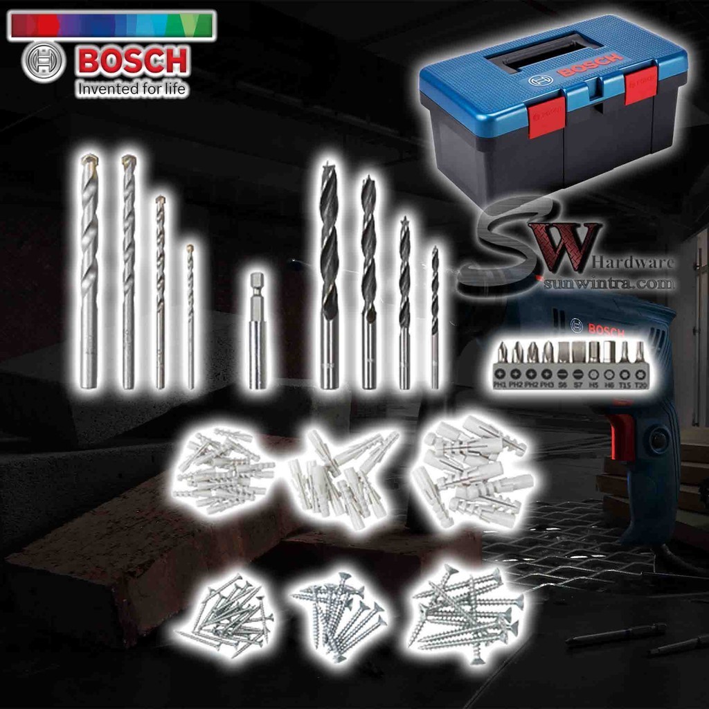 BOSCH GSB600 IMPACT DRILL / DRIVER with Fisherman Box & 21x Accessories ...