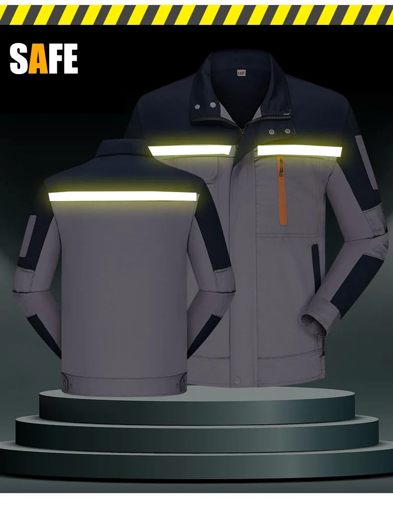 Mens Factory Work Shirt Uniform Long Sleeve Turn-down Collar Workwear ...