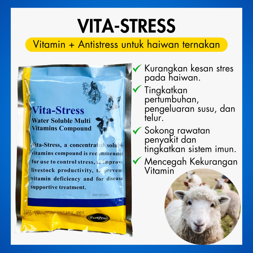 [200G] VITA-STRESS | Vitamin + Antistress untuk haiwan ternakan ...