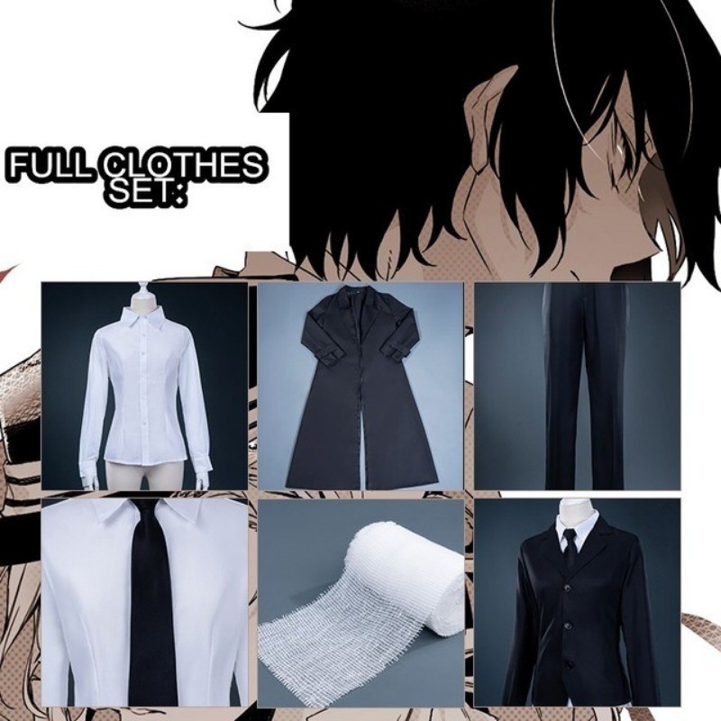ZST Anime Bungo Stray Dogs Dazai Osamu Cosplay Costume Set Black Jacket ...