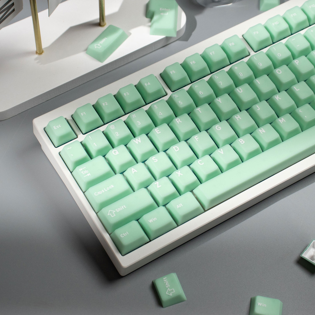 Jade color Keycaps Translucent PBT Double shot cherry profile keycaps ...