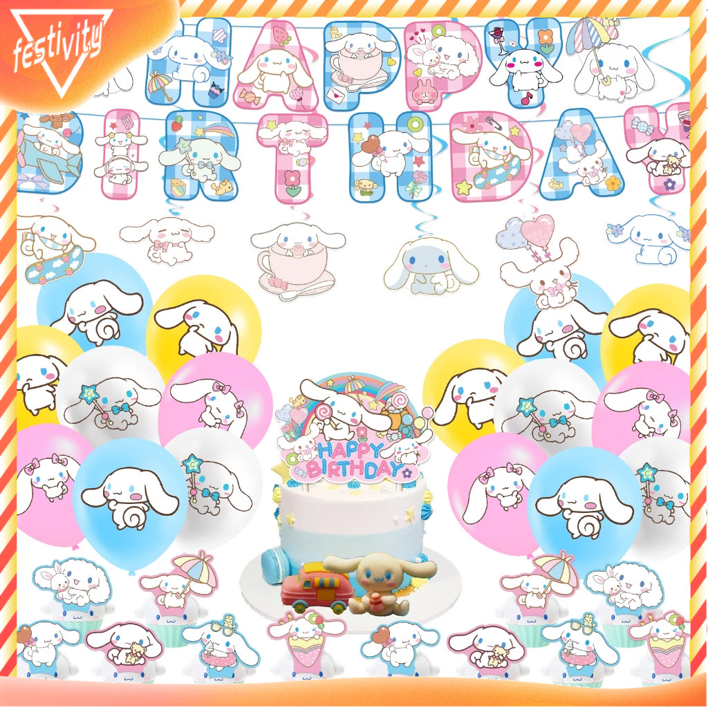 Cinnamoroll Set A&B Party Banner Cake Toppers Cupcake Toppers Latex ...