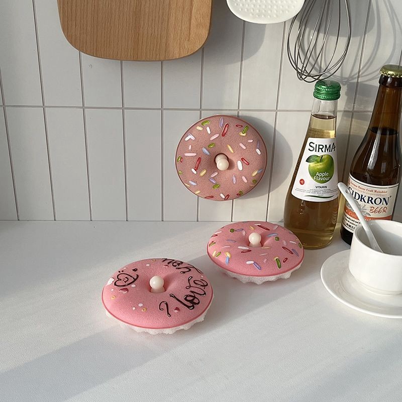 Donut Shape Dish Sponge Dopamine Color Sponge Portable Kitchen Cleaning ...