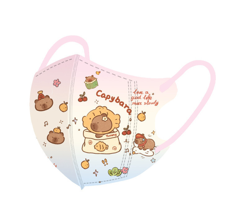Capybara Cute and Fashionable Print Baby MaskSmall Capybara50pcs 3D ...
