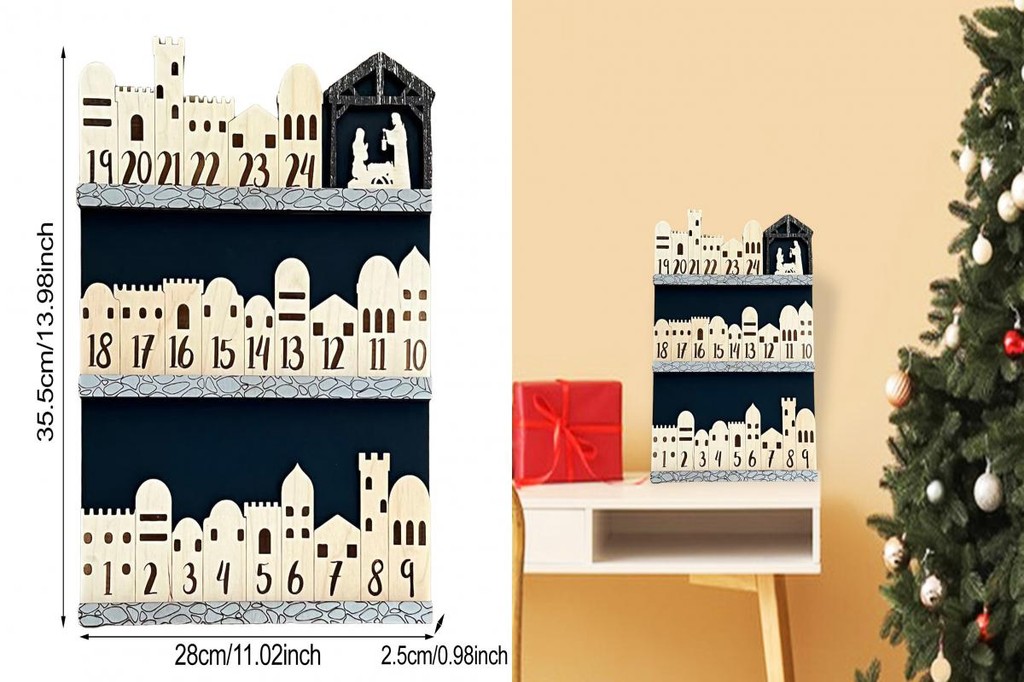 Wooden Advent Calendar Solid Wood Advent Calendar Wooden Nativity ...