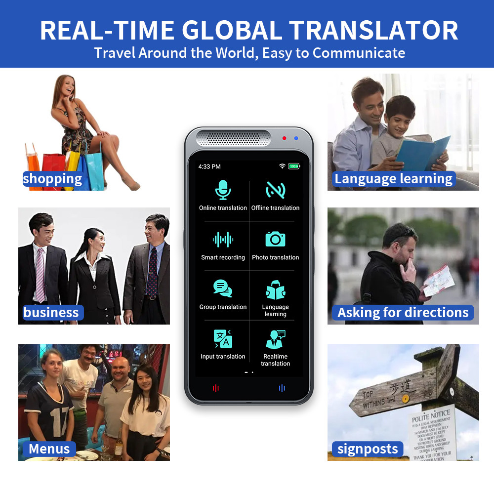 138 Languages Z6 Portable Smart Voice Translator Real-time Multi ...