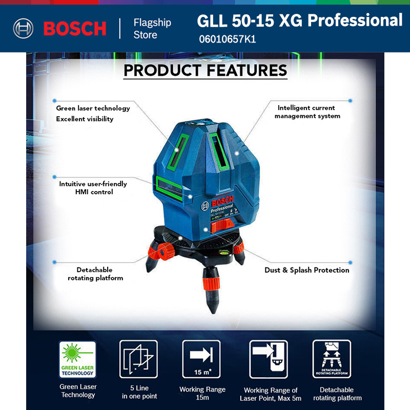 BOSCH GLL 50-15 XG Professional Line Laser Kit Set - 06010657K1 ...