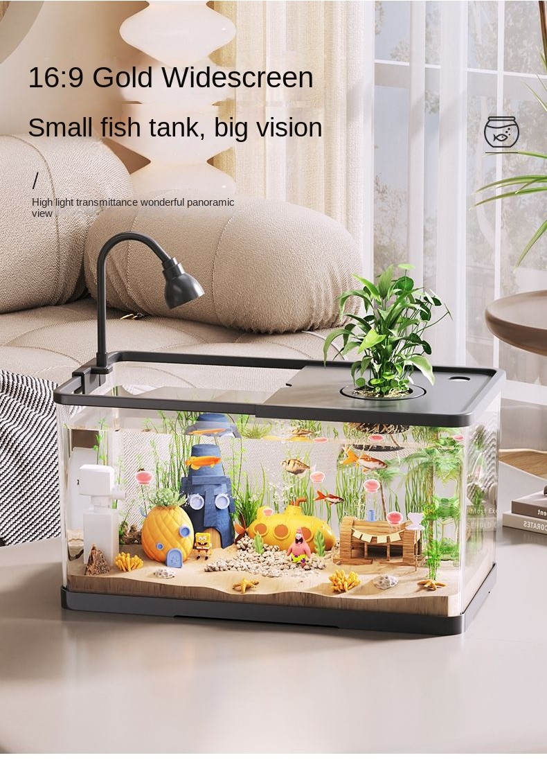 Fish Tank Aquarium Ecological Desktop Goldfish Tank Lazy Plastic ...