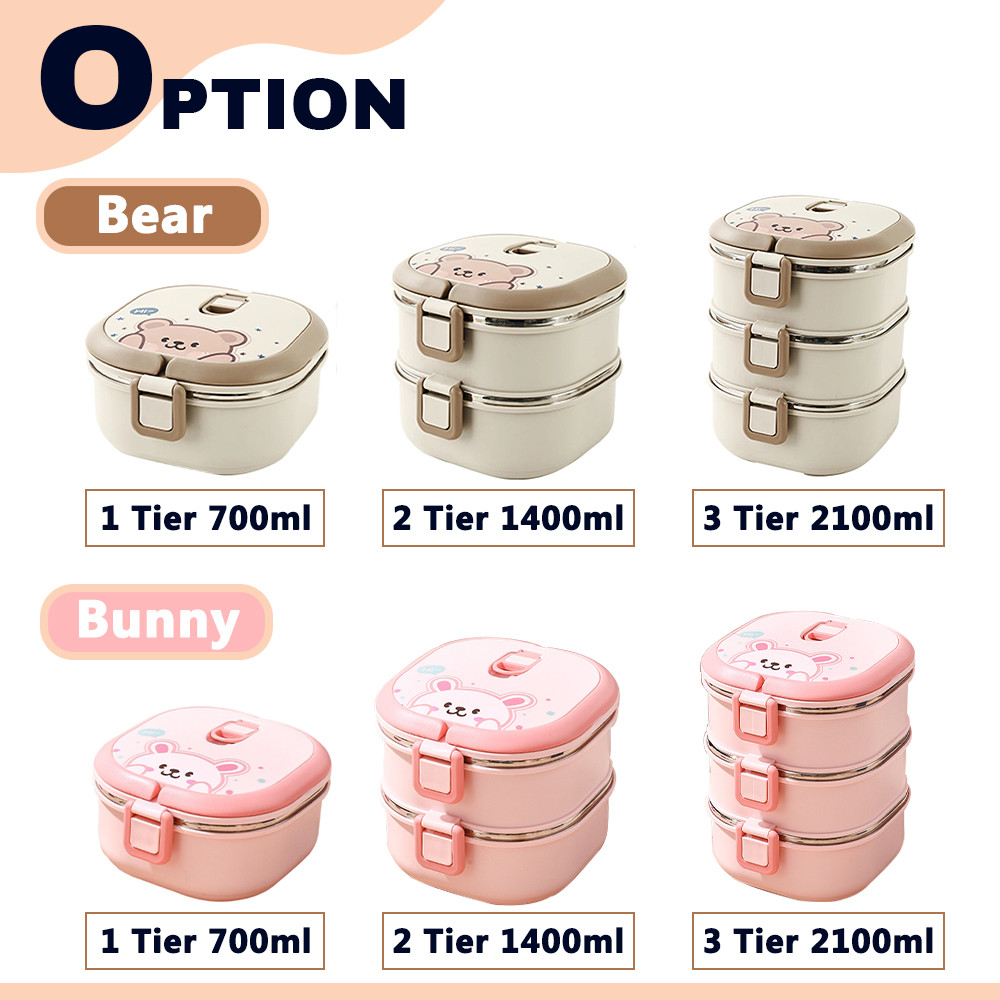 Encora Airtight 304 Stainless Steel Lunch Box Cartoon Square Bento ...