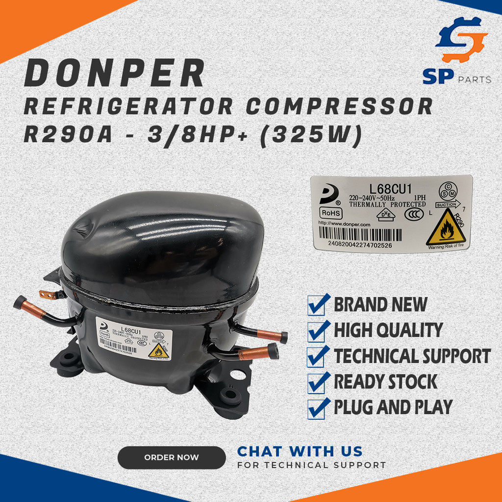 REFRIGERATOR DONPER COMPRESSOR R290A - 3/8HP+ (325W) - R CMP-L68CU1 ...