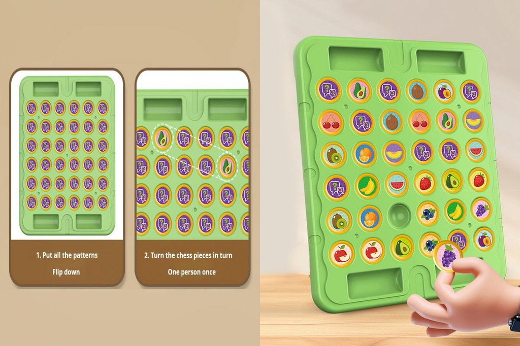 Children Chess Game Educational Flipping Chess Game Fun Fruit Memory ...
