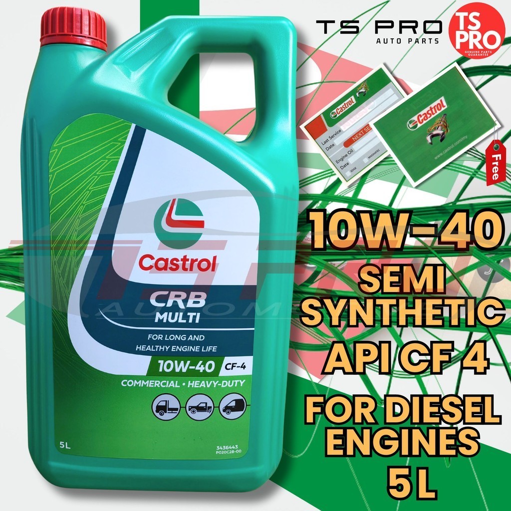 Castrol CRB Multi Fuel Saver 10W-40 API CF-4 Engine Oil (5L) [For Diesel Engine] - Semi ...