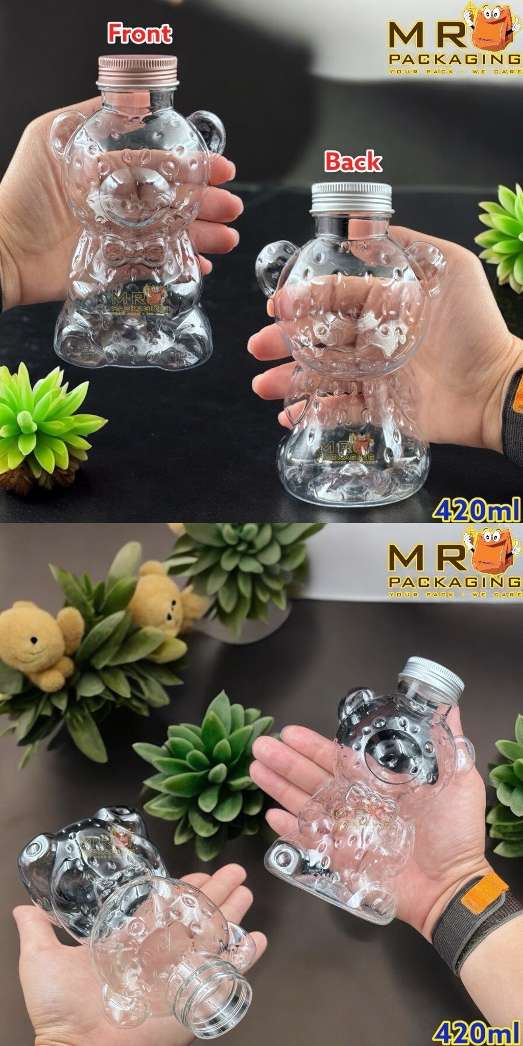 420ml 500ml Bearbrick Bear Bottle Plastic & Aluminium Cover [ 1set ] Viral Brick Botol Plastik ...