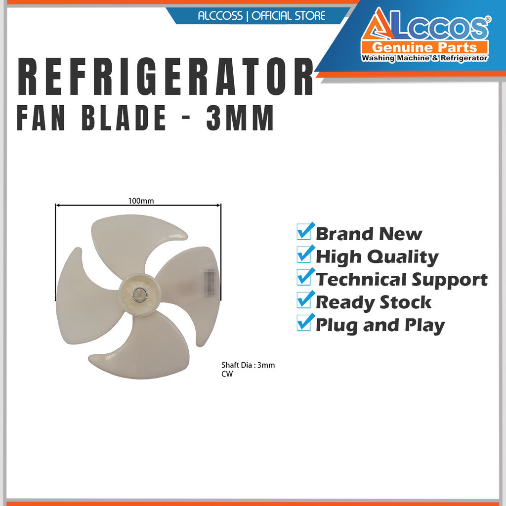 REFRIGERATOR FAN BLADE FB09 CW 100mm Hole Diameter : 3mm/4mm | Shopee ...