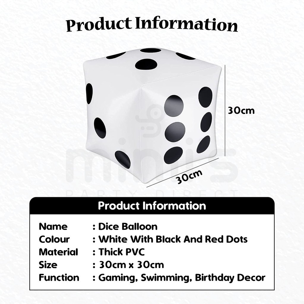 MINIIS Inflatable Dice TikTok Game Dice Fun Large Set 30cm Plastic Dice ...