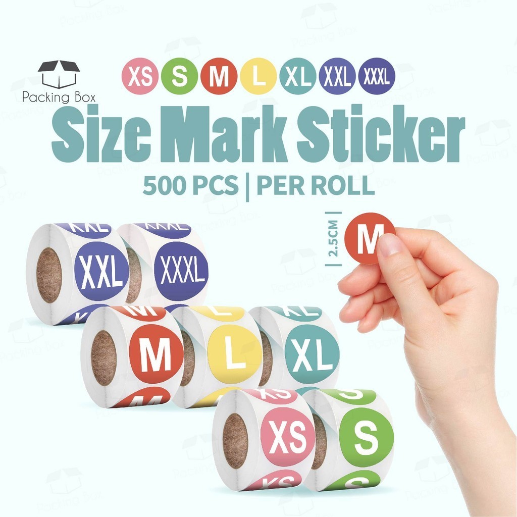 PKB 500pcs/roll Size Mark Sticker XS /S /M /L /XL /XXL Clothes Goods ...