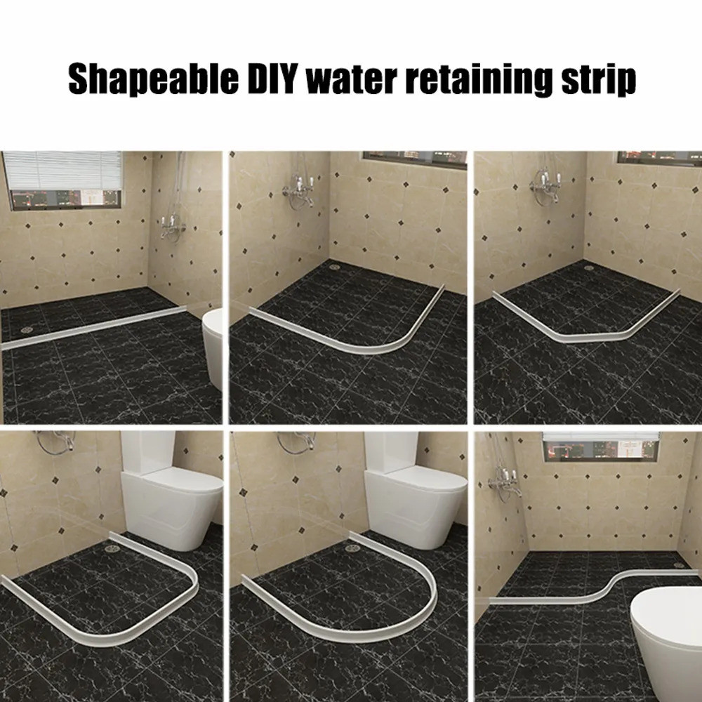 100-300CM Rubber Silicone Showers Barrier Water Stopper Bathroom ...