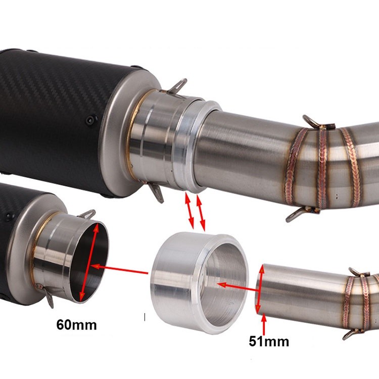 Universal 60-51MM Motorcycle Exhaust Muffler Pipe Adapter Midpipe ...
