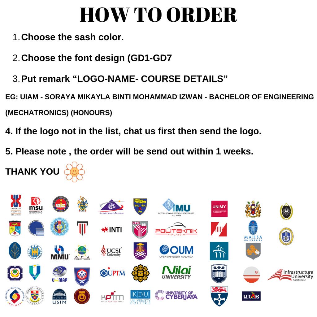 Custom Sash with border untuk graduation sash selempang graduasi ...