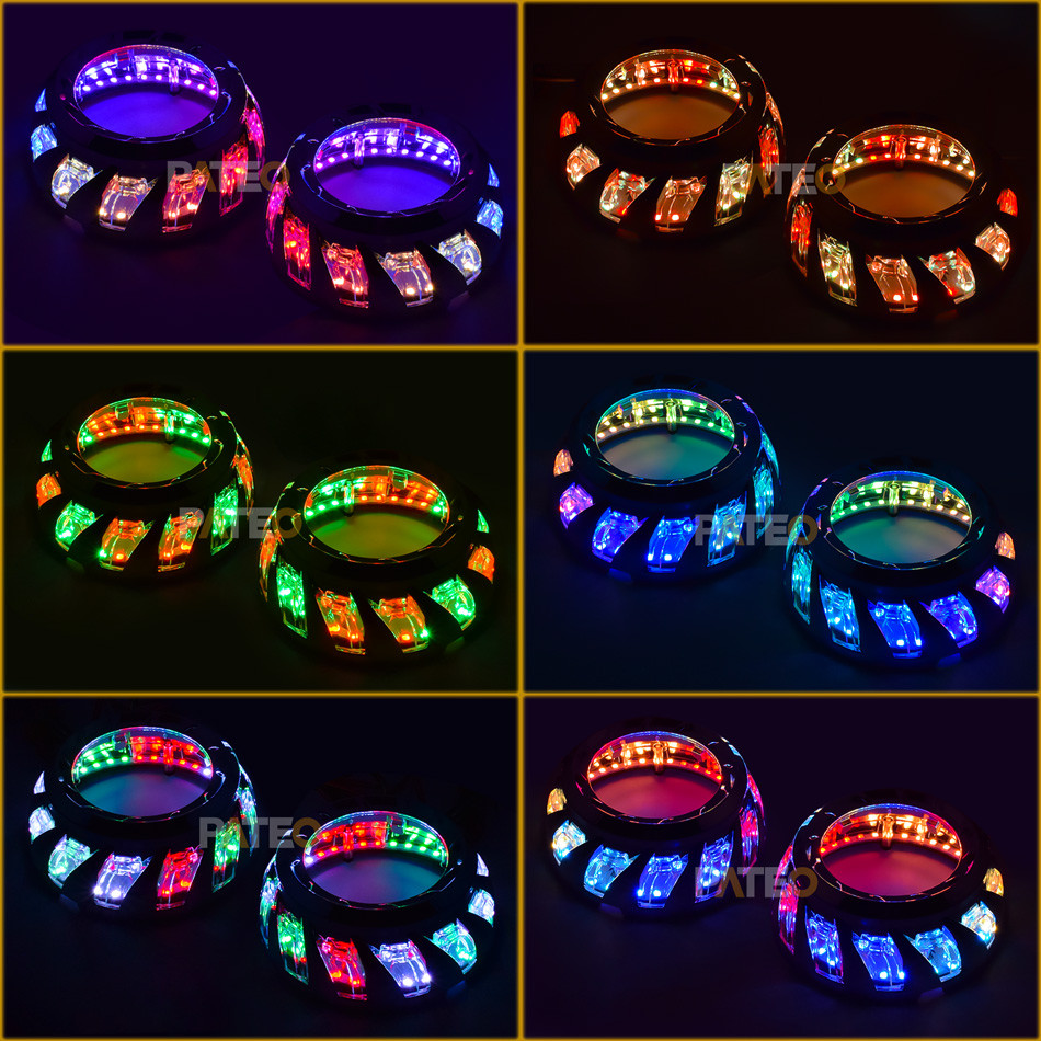 RGB Angel Eyes Dynamic Sequential Halo Shrouds APP Control For 3.0 inch ...