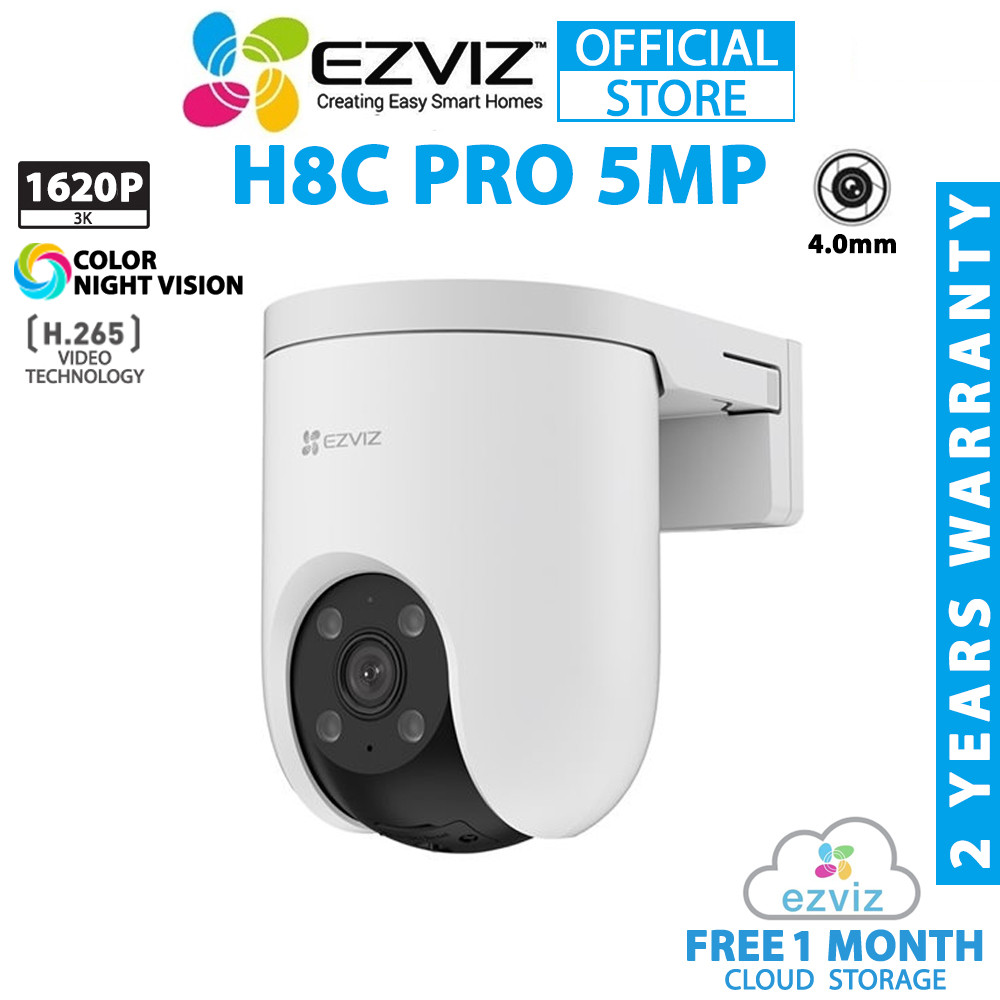 Ezviz H8C Pro 5MP 3K Pan/Tilt Two Way Talk Color Night Vision Weatherproof Motion Detection ...