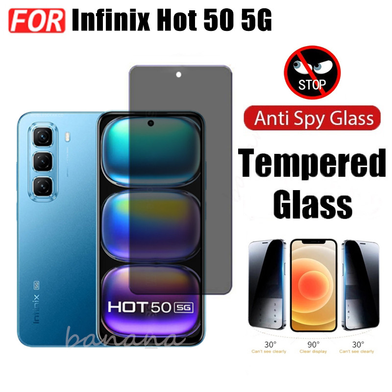 infinix Hot 50 Anti-Spy Tempered Glass for infinix Hot 40i 40 Pro Privacy Screen Protector 3 in ...