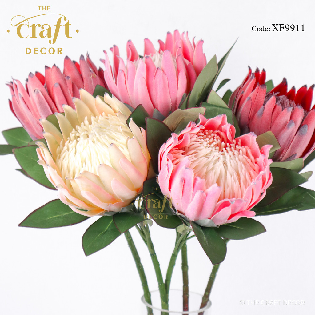 The Craft Decor 76cm King Protea Spray | Bunga Hiasan | Flower Spray | Home Wedding Floral ...