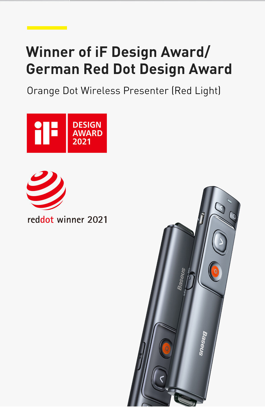 Baseus Red Laser Remote Controller Presenter Wireless Pen 2.4Ghz Type C ...