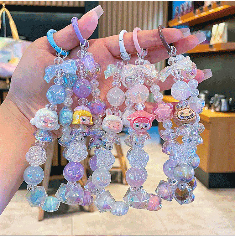 POPMart⭐️hacipupu crybaby phone chains Labubu beaded strap bag hanging ...