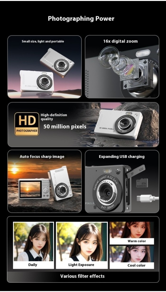 Student Party Digital Camera Beauty Camera Retro HD Portable Kids ...