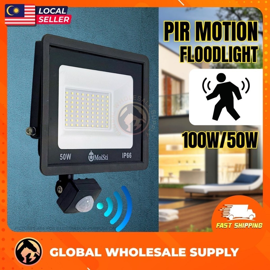 MoiSti 50W/100W PIR Motion Sensor Floodlight Spotlight LED Work Light ...