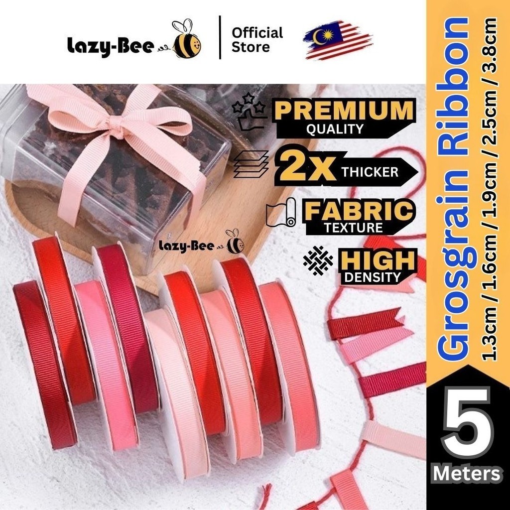 LAZY BEE 5 meter Hot Red Scarlet Wine Ruby Grosgrain Ribbon Reben Door ...