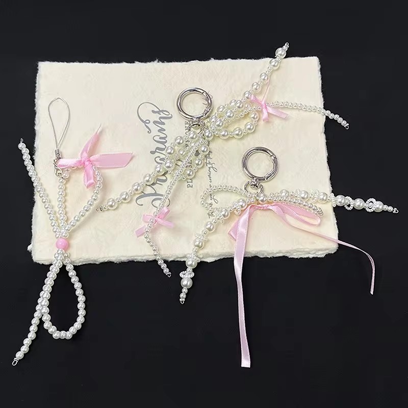 1 PC Pearl Bow Shaped Keychain - Girls Sweet Bowknot Ribbon Keyrings ...