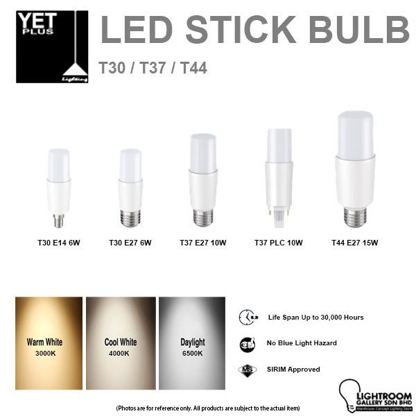 Yetplus T30 / T37 / T44 LED STICK BULB E14 / E27 / PLC (SIRIM) | Shopee ...