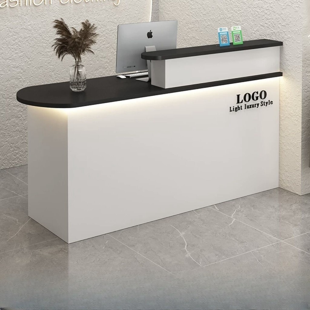 Solid wood reception desk cash register shop bar office counter simple ...