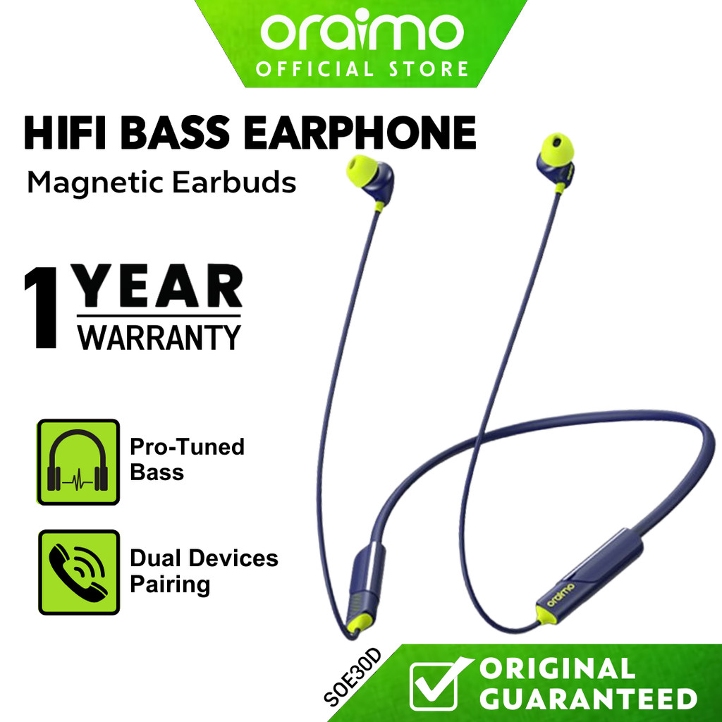 ORAIMO Neckband Sport Waterproof Bluetooth Magnetic In Ear Super Bass ...