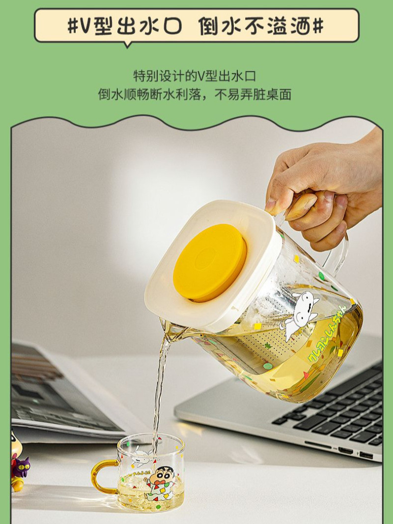 Authentic Authorization Crayon Shin Chan High-capacity Glass Tea Pot ...