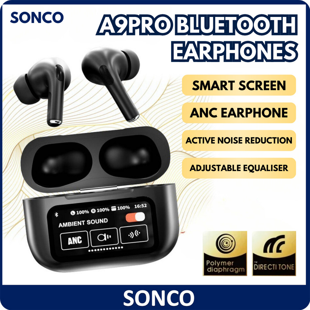 A9 Pro TWS Screen V8 pro Wireless Bluetooth Earphones Supper Bass Smart ...